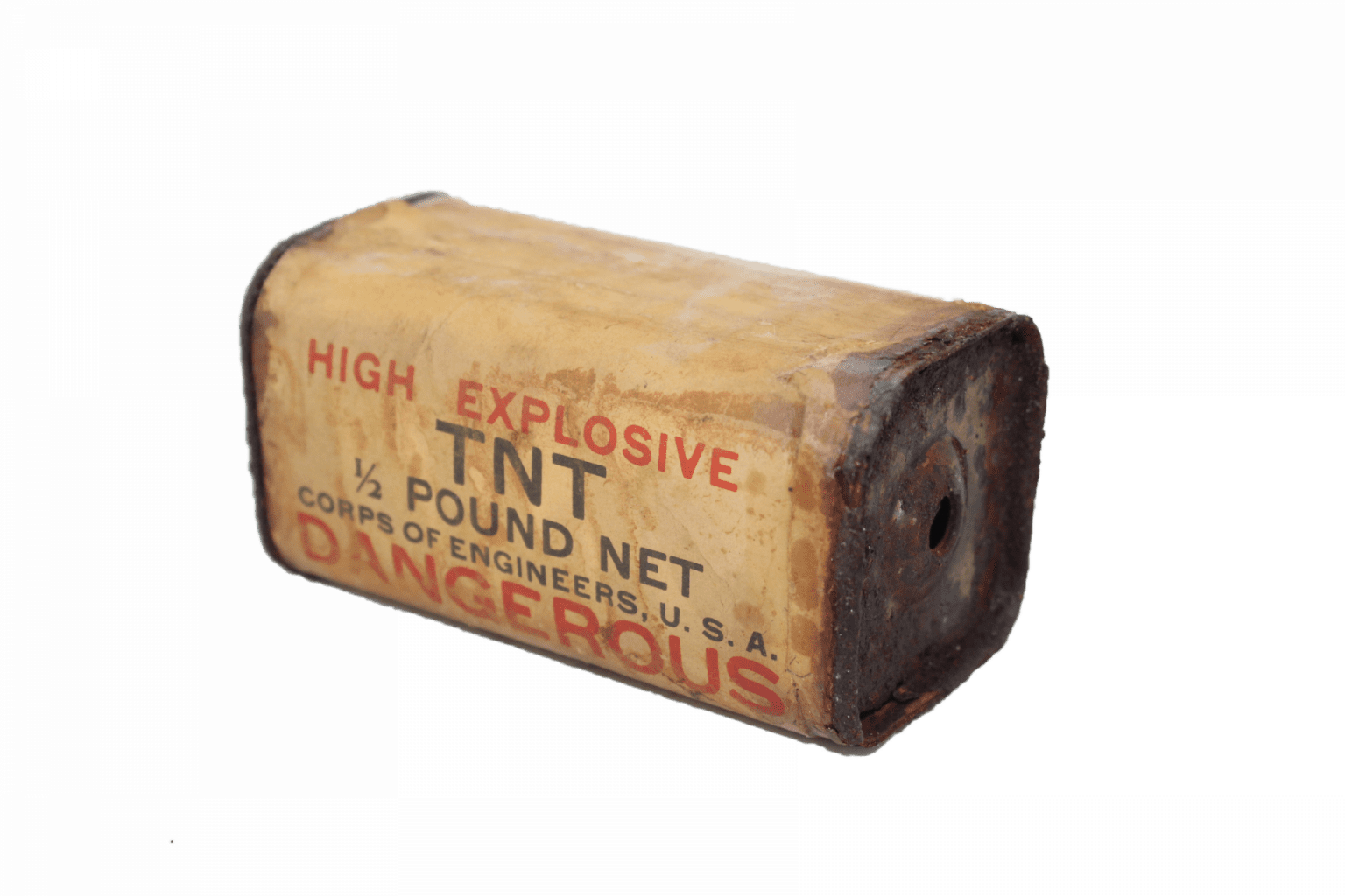 BLOCK TNT 1/2 POUND US ENGINEERS “EMPTY” - Military Classic Memorabilia
