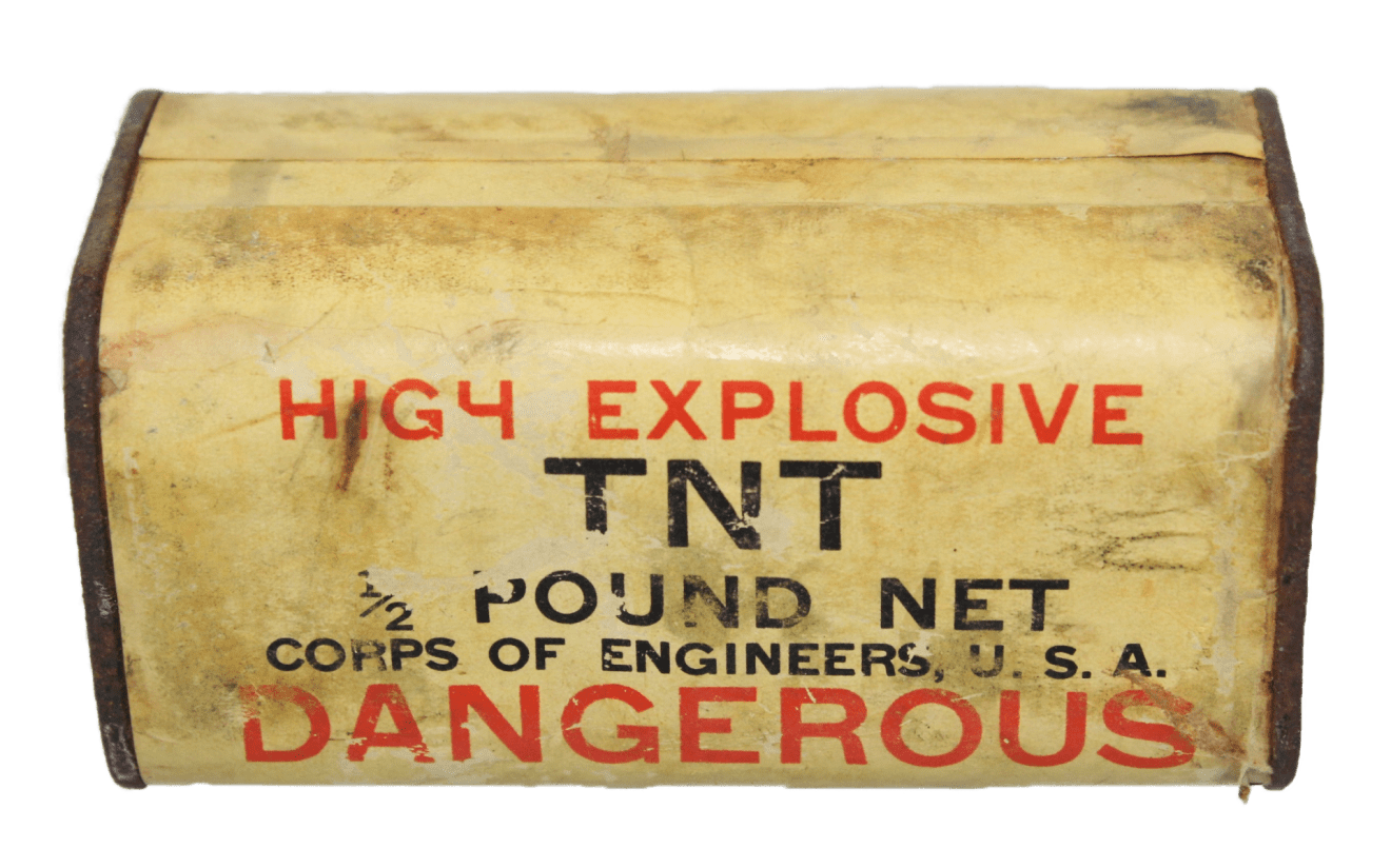 BLOCK TNT 1/2 POUND US ENGINEERS “EMPTY” - Military Classic Memorabilia