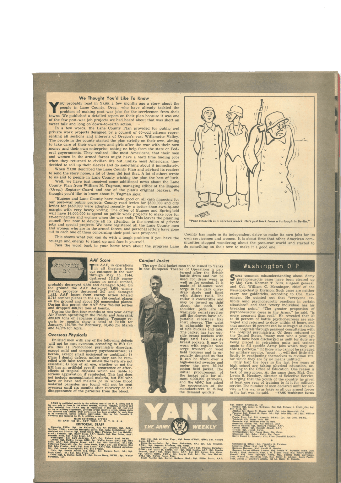 YANK MAGAZINE - JUNE 16TH 1944 - Military Classic Memorabilia