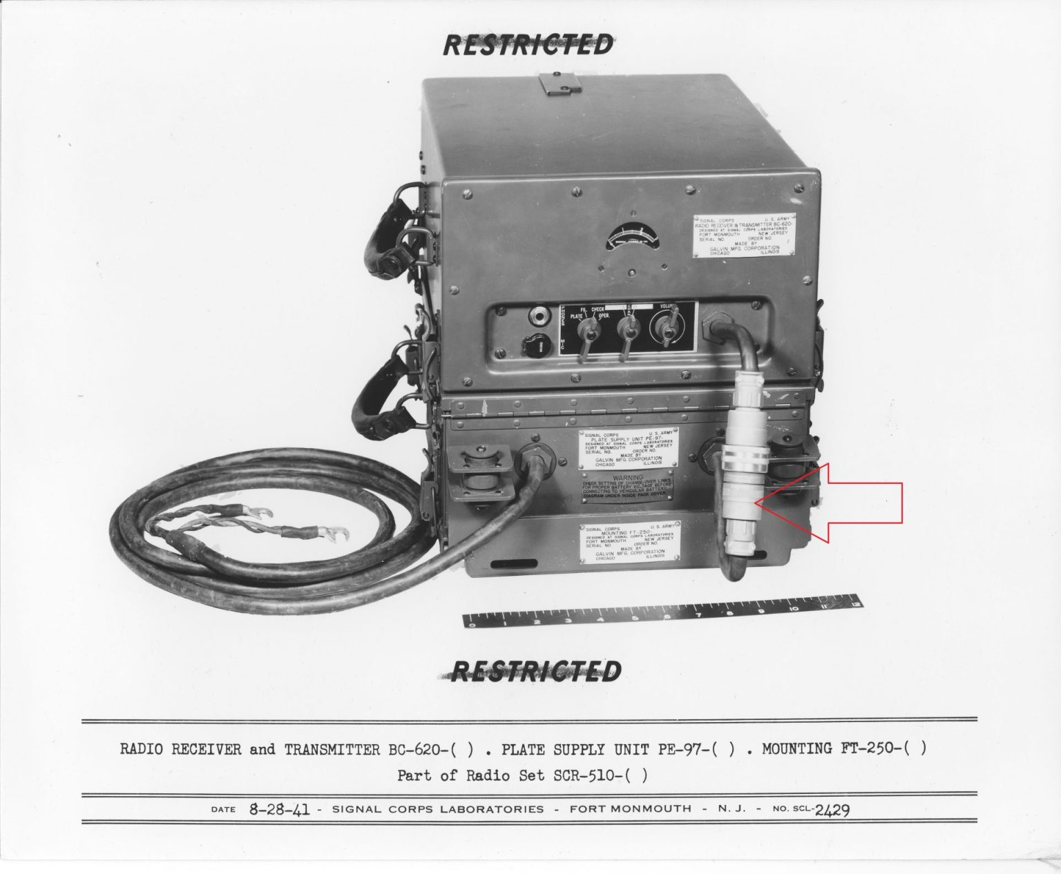 US CD-509 power cord for BC-620/659 radio (Jeep) - Military Classic Memorabilia