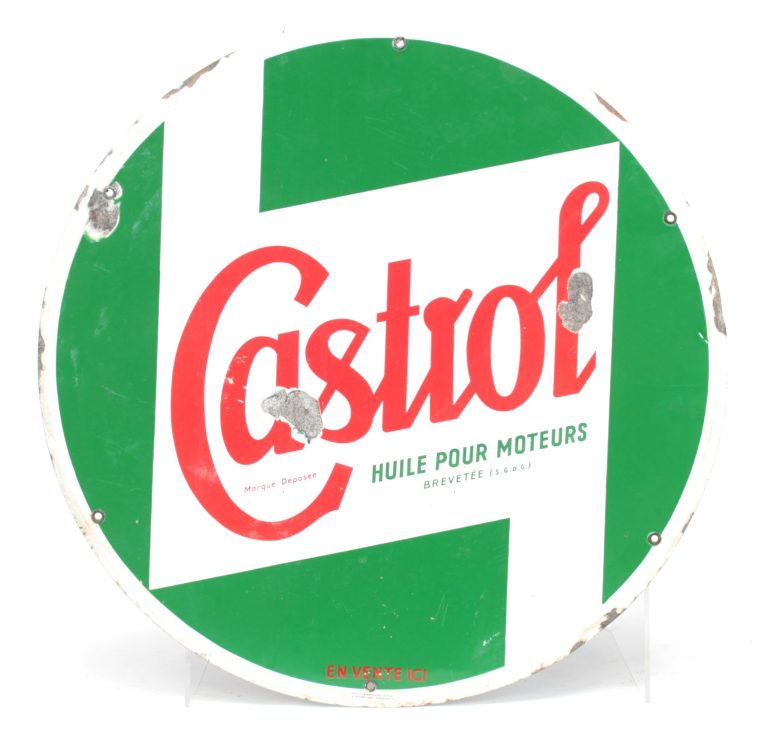 CASTROL oils enamel plate - Military Classic Memorabilia