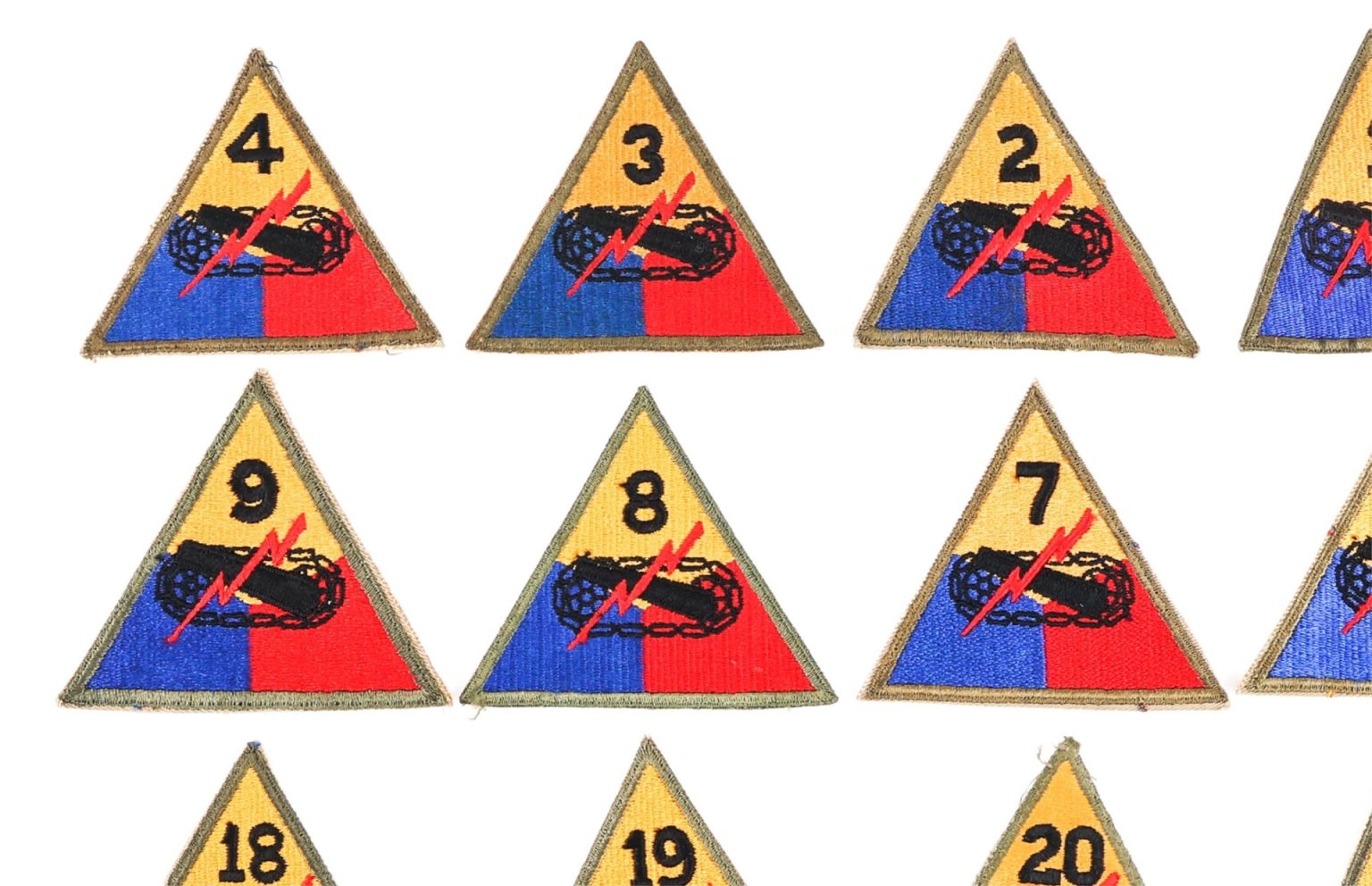 US ARMY ARMORED DIVISION PATCH LOT OF 19 - Military Classic Memorabilia