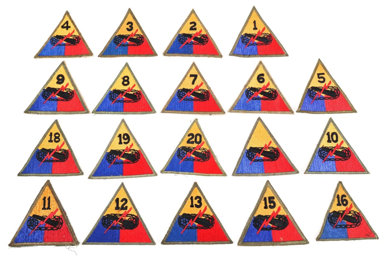 US ARMY ARMORED DIVISION PATCH LOT OF 19 - Military Classic Memorabilia