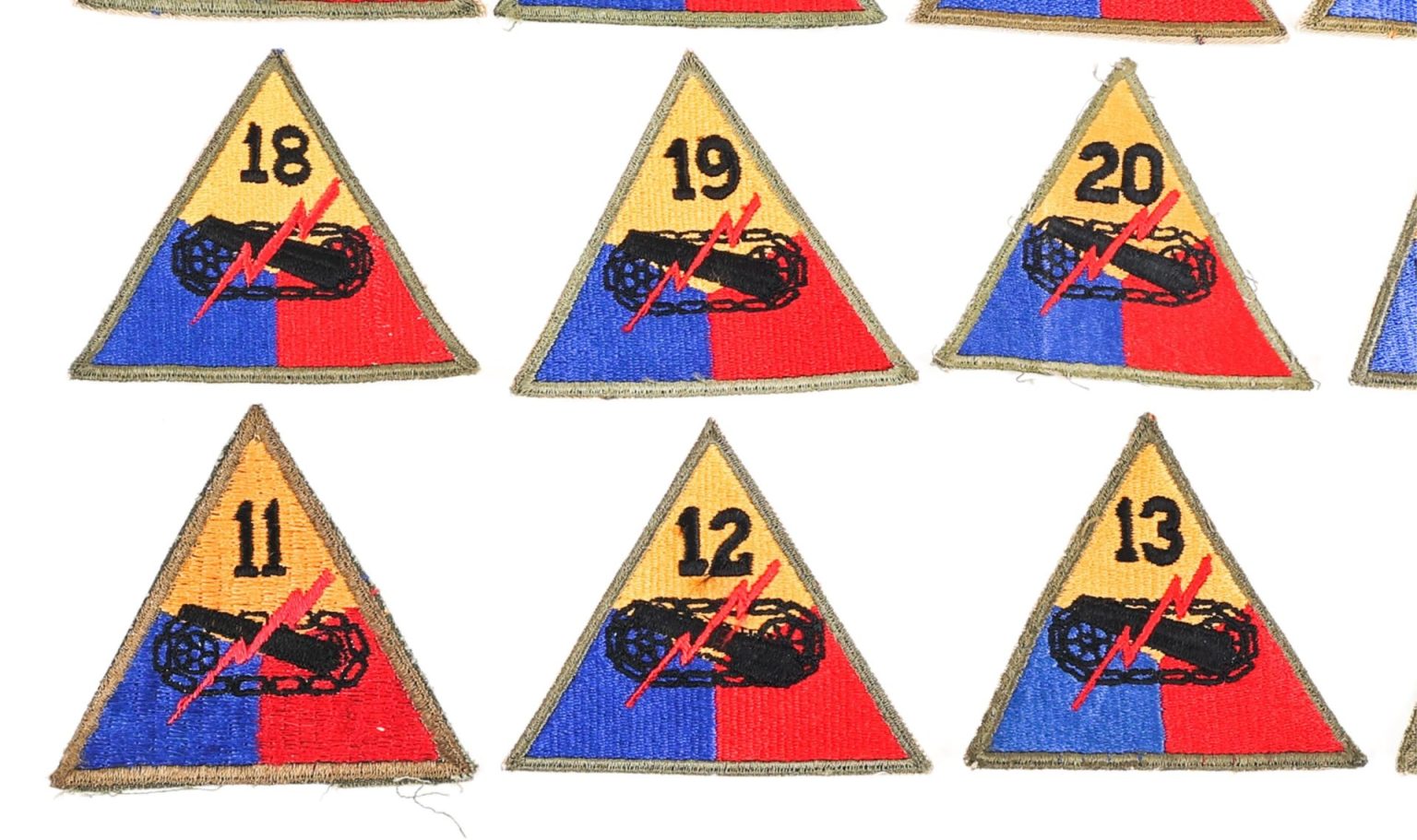 US ARMY ARMORED DIVISION PATCH LOT OF 19 - Military Classic Memorabilia