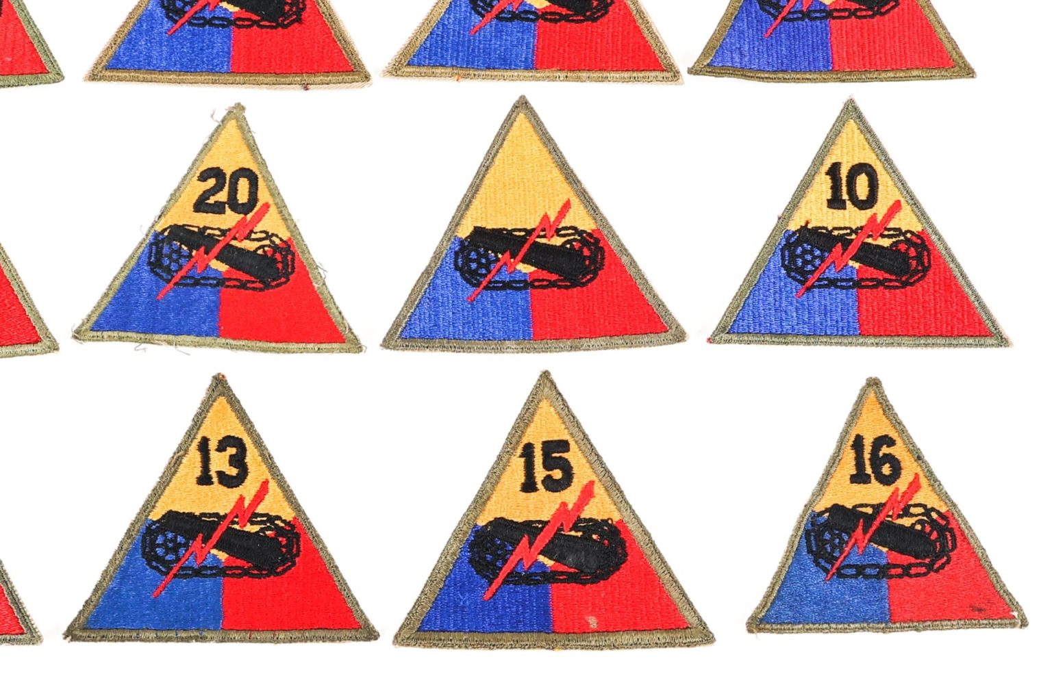 US ARMY ARMORED DIVISION PATCH LOT OF 19 - Military Classic Memorabilia