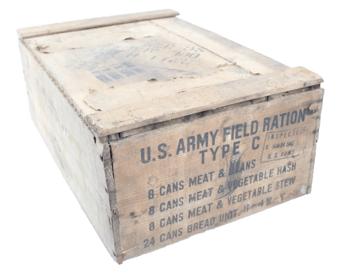 US ARMY FIELD RATION C wooden crate - 1942 - Military Classic Memorabilia