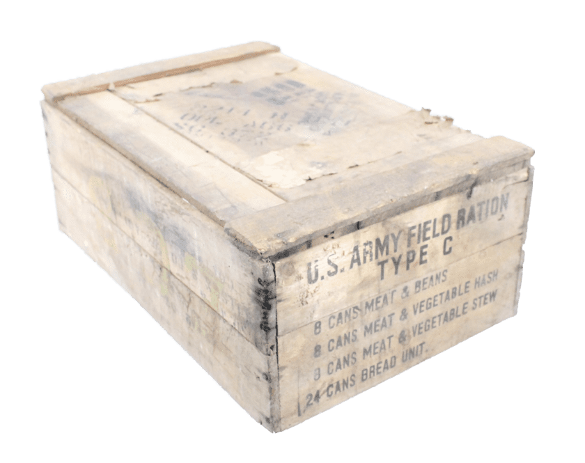 US ARMY FIELD RATION C wooden crate - 1942 - Military Classic Memorabilia