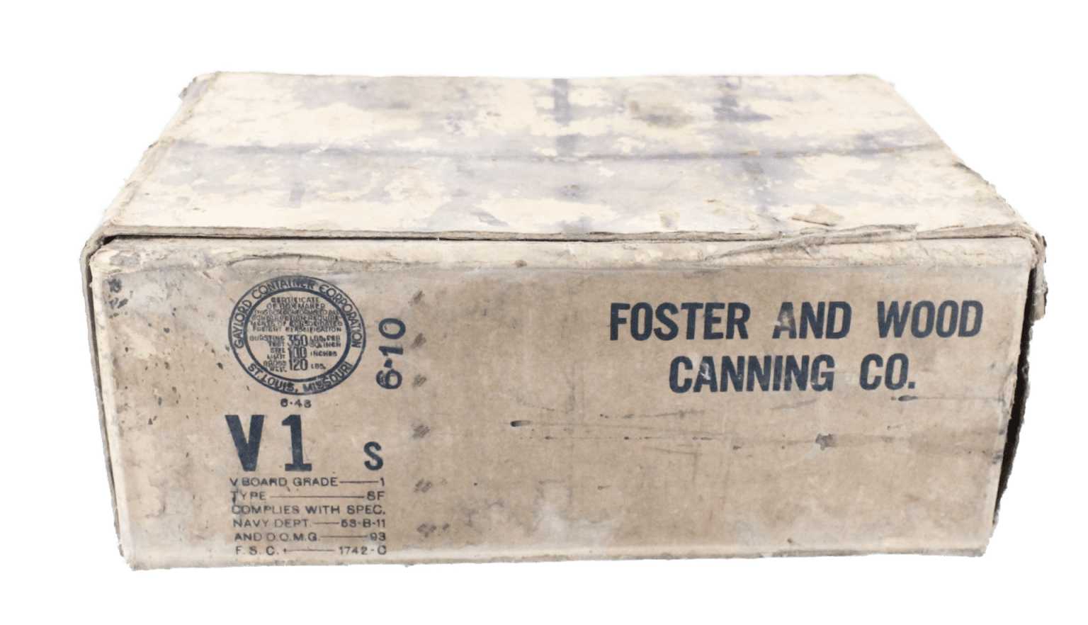 FOSTER & WOOD US RATION BOX - 1943 - Military Classic Memorabilia
