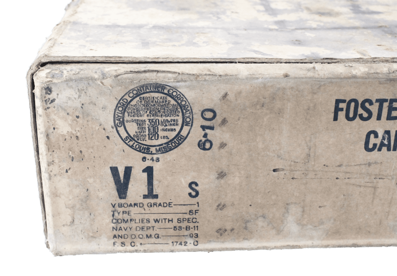FOSTER & WOOD US RATION BOX - 1943 - Military Classic Memorabilia