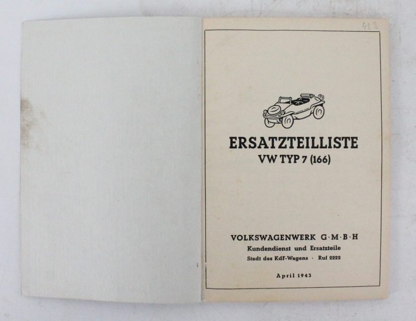 VOLKSWAGEN 166 "Schwimmwagen" SPARE PARTS MANUAL - Military Classic ...
