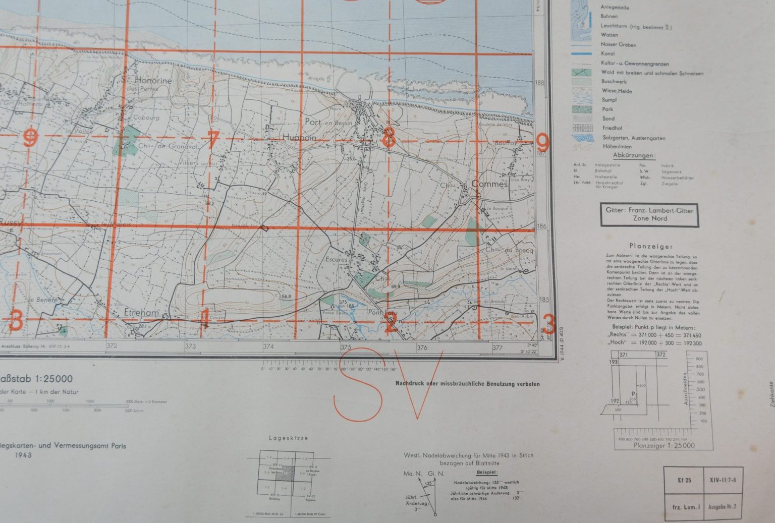 WEHRMACHT MAP 1943 - St Laurent -Port en Bessin -D-DAY NORMANDY ...