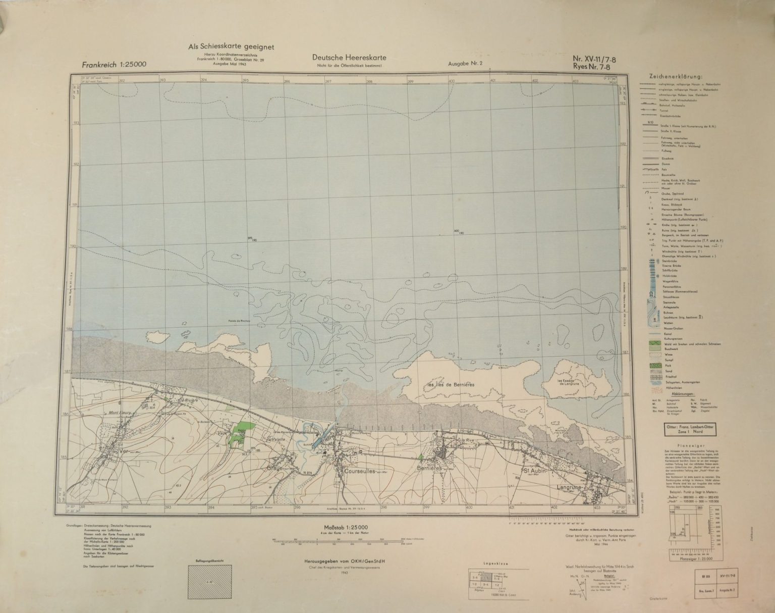 WEHRMACHT MAP-1943 - Courseulles/Bernières, D-DAY Normandy - Military ...